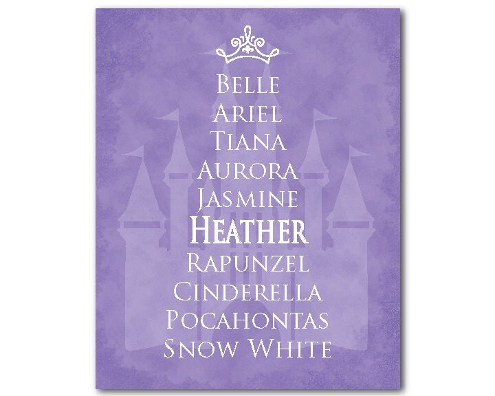 Customizable Princess Names Wall Art Print Personalize
