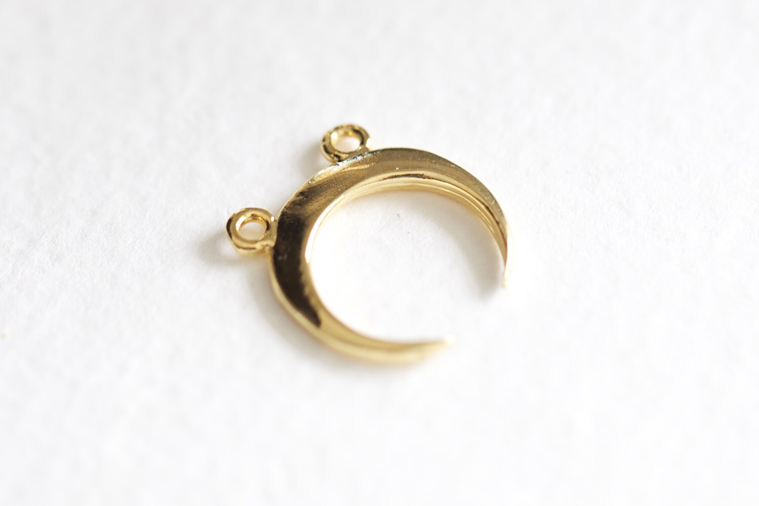 Shiny Vermeil Gold Crescent Moon Horn Connector Charm 18k