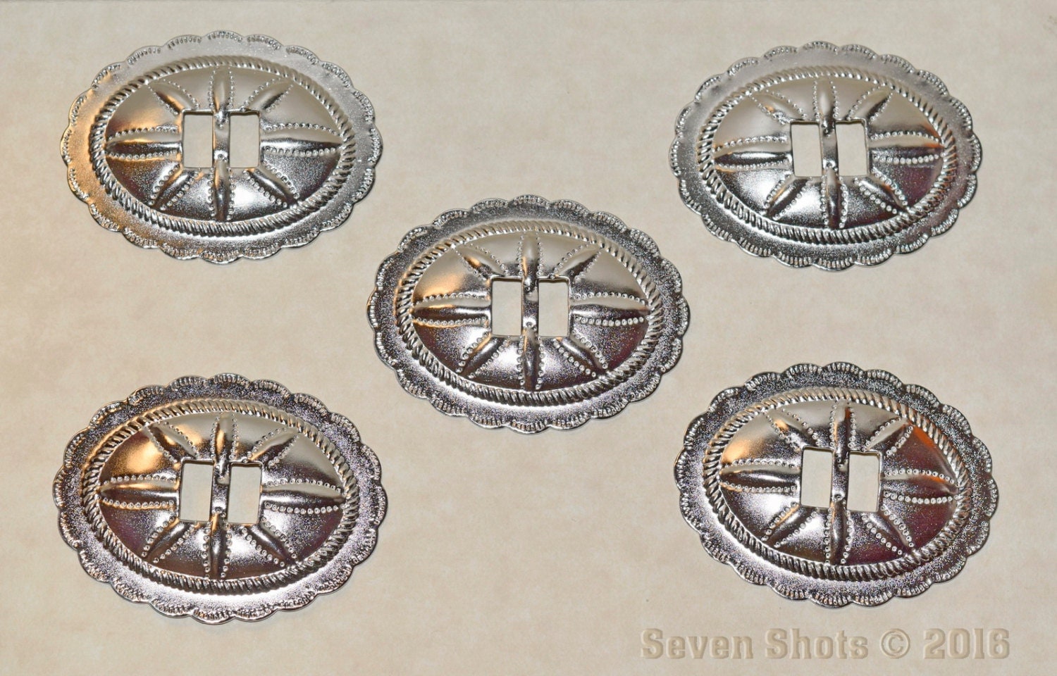 Set of 5 Silver Plated Oval Conchos Sewing Crafts
