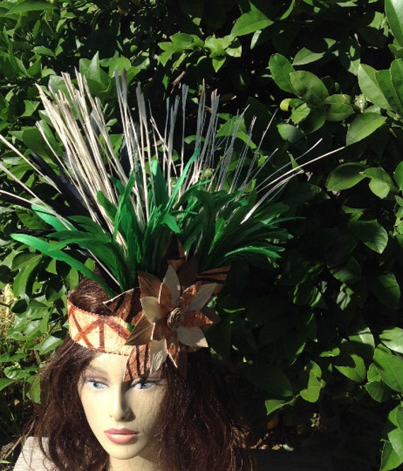 Tahitian & Cook Islands/Rarotongan Headpiece. Authentic Tapa