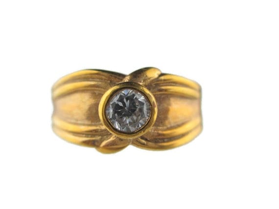 Vintage GS Gold Tone 14k HGE Austrian Crystal Ring Size 10