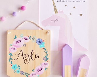 Items similar to handpainted personalized girl name sign with bubbles ...