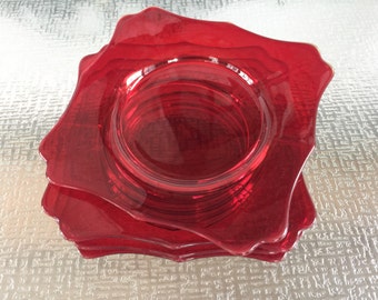 Red depression glass | Etsy