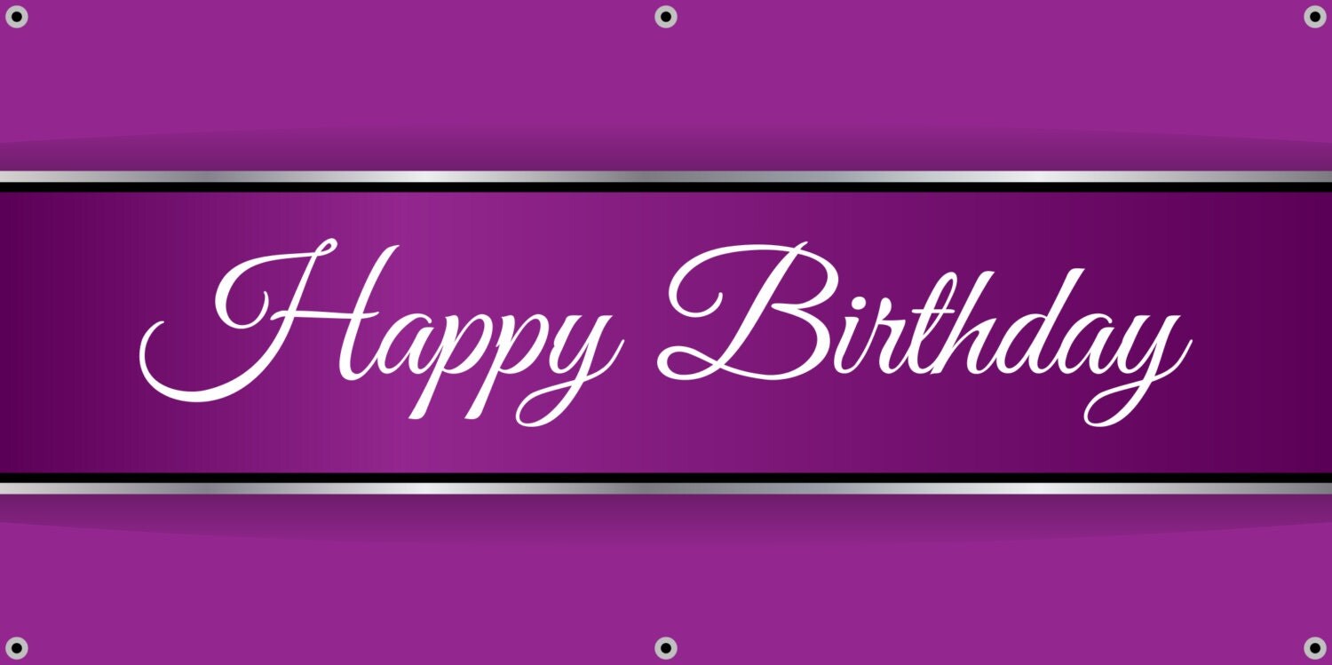 Purple Fancy Happy Birthday Banner