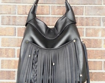 Leather fringe purse | Etsy