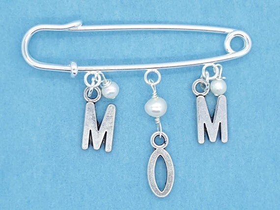 Mom silver safety Pin Mom Silver Brooch Mom pin mom kilt