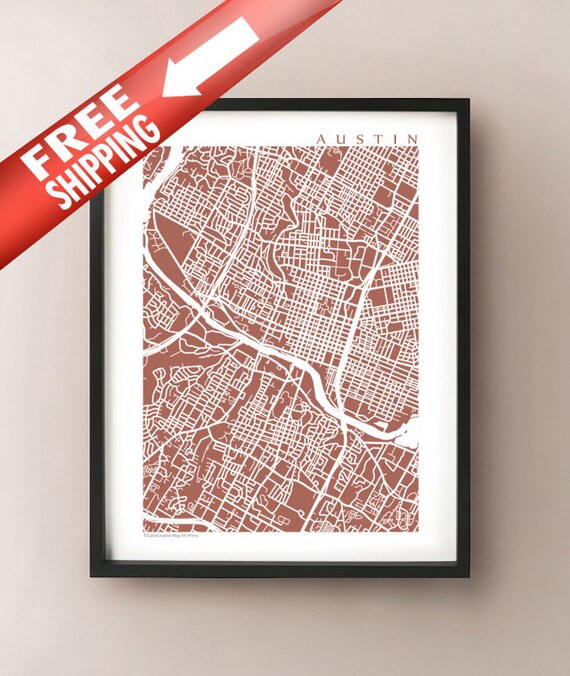 Austin Map Art Print - Texas poster