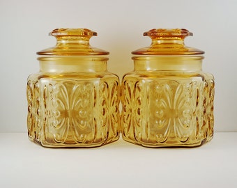 Unique amber glass jar related items | Etsy