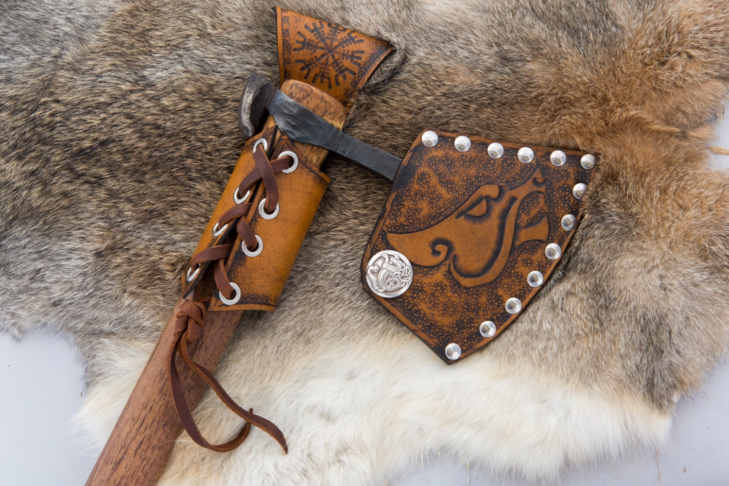 Viking Leather Axe Frog Belt Axe Hanger Viking Norse