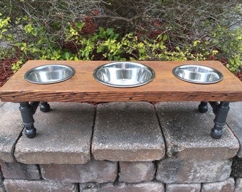 Rustic dog feeder | Etsy