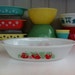 Rare Agee Pyrex Strawberry dish Australian Crown Pyrex open