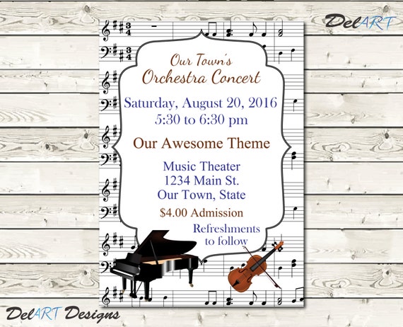 Orchestra Concert Invite Piano Recital Invitation Music