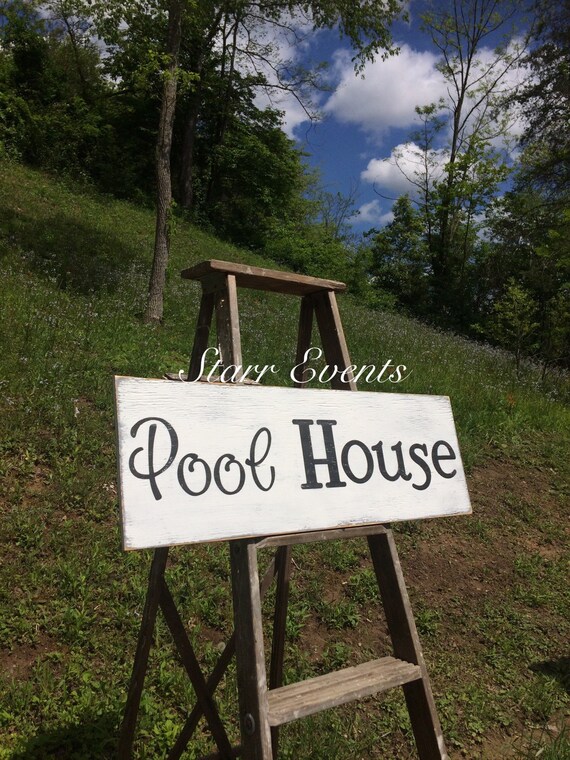 Pool house sign. Large Pool signs. Pool decor. Distressed