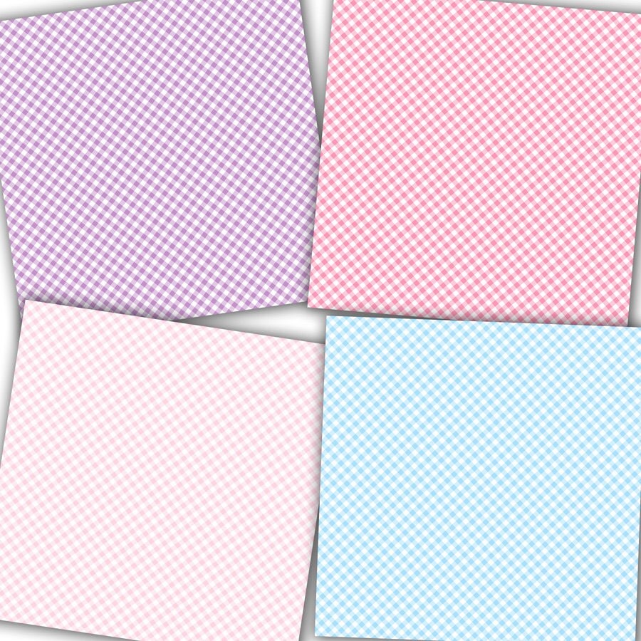 Gingham Digital Paper pack: Rainbow Gingham