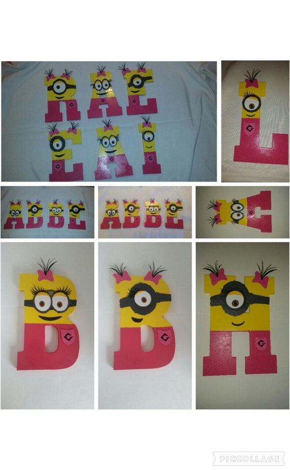 Despicable Me Wooden Minion Letters Numbers. Girl Minion Name
