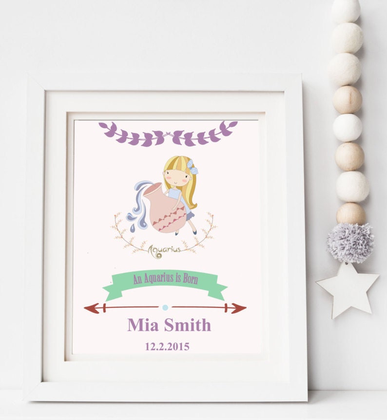 Personalized Birth Announcement-Astrology Print-Baby girl printable ...