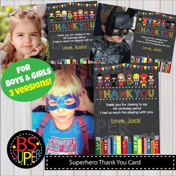 Superhero Birthday Thank You Card