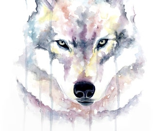 Wolf watercolor | Etsy