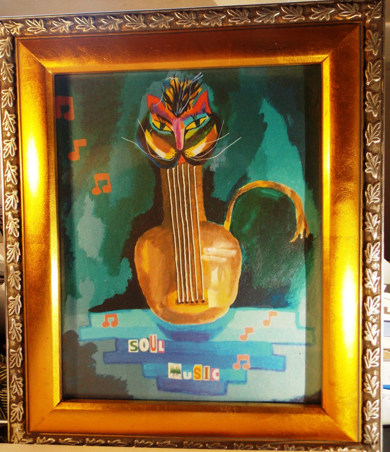 Cat Folk Art Fine Art Print Soul Music Cat by GatayGatoArt on Etsy