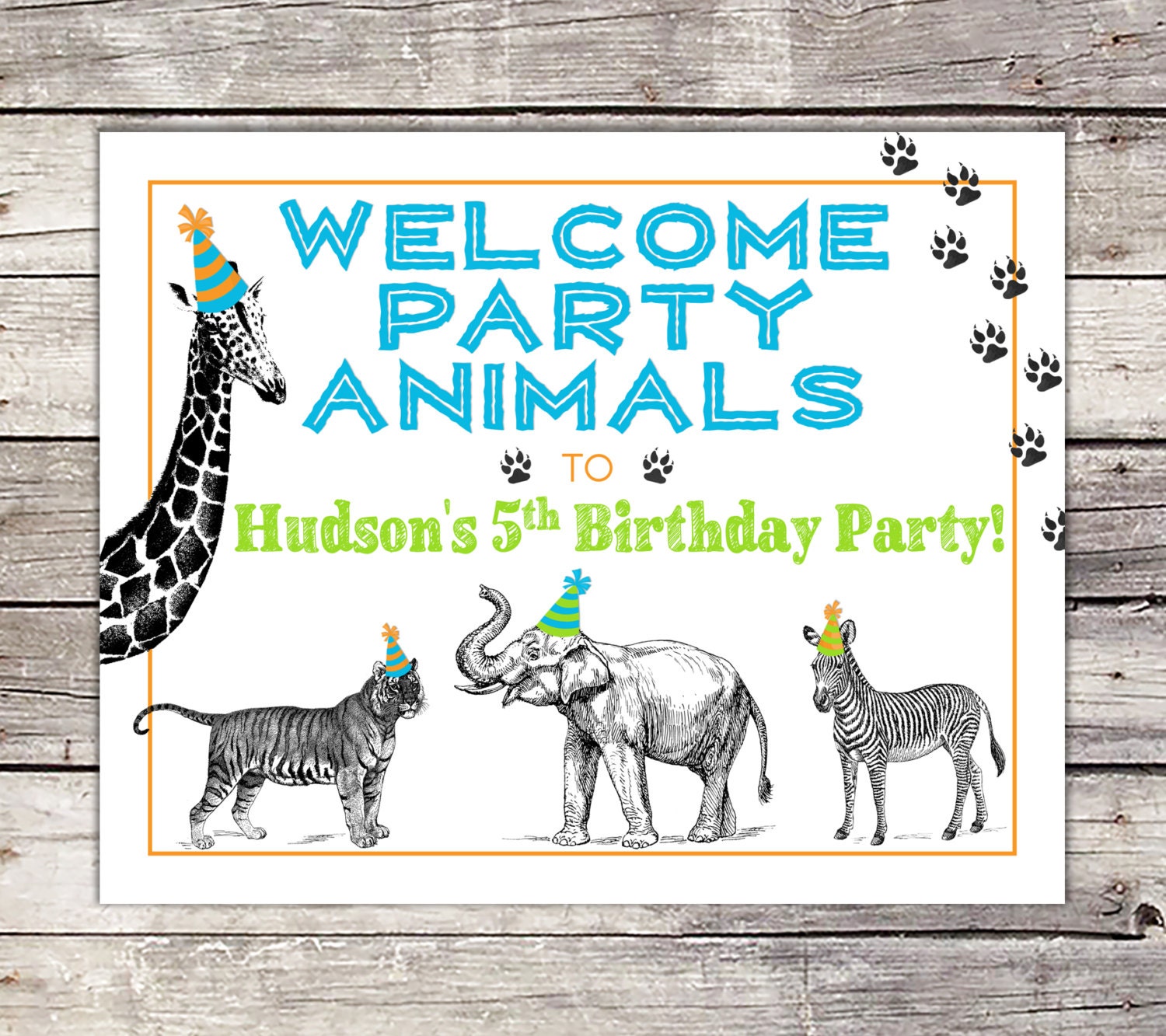 Party Animal Welcome Sign Zoo Party Decor Sign by SarahFinnDesign