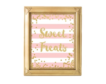 Table Sign Sweet Treats Sign Printable Favor Sign Pink Gold