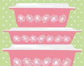 Items similar to Pyrex Pink Daisy Digital Artwork - High-res .jpeg ...