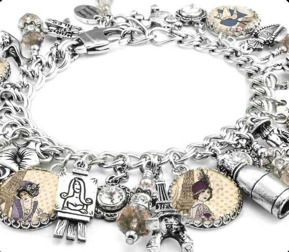 French Charm Bracelet France Jewelry Eiffel by BlackberryDesigns