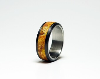 Whiskey Barrel Ring with Carbon Fiber by OriginHG on Etsy