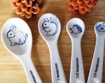 Forest Animal Ceramic Measuring Spoons