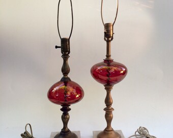 Ruby red glass lamp | Etsy