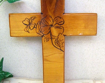 Wood burned cross | Etsy