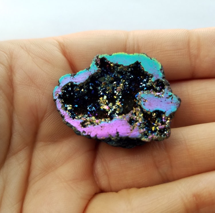 Titanium Rainbow Geode Raw Cluster Pendant by MakeBeautifulJewelry