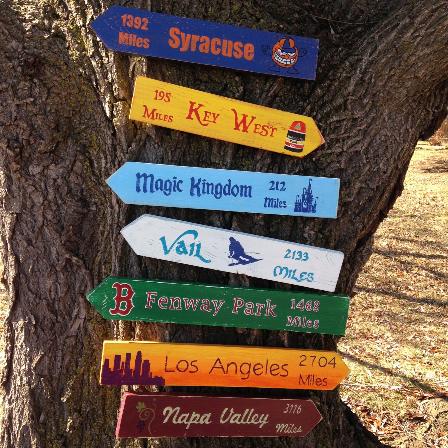 7 Pack Custom Wooden Directional Signs
