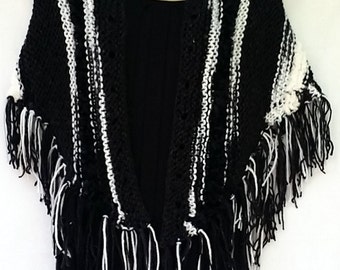Black white shawl | Etsy