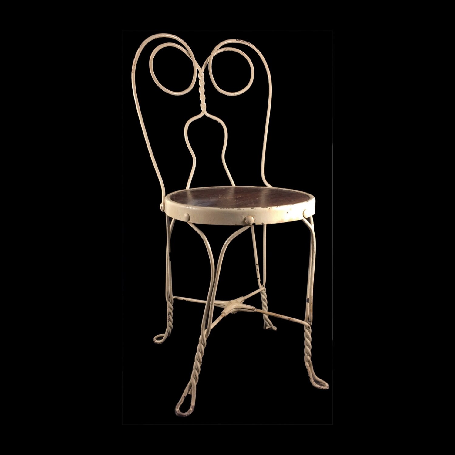 Vintage White Ice Cream Parlor Chair with Twisted Legs and Spectacle ...