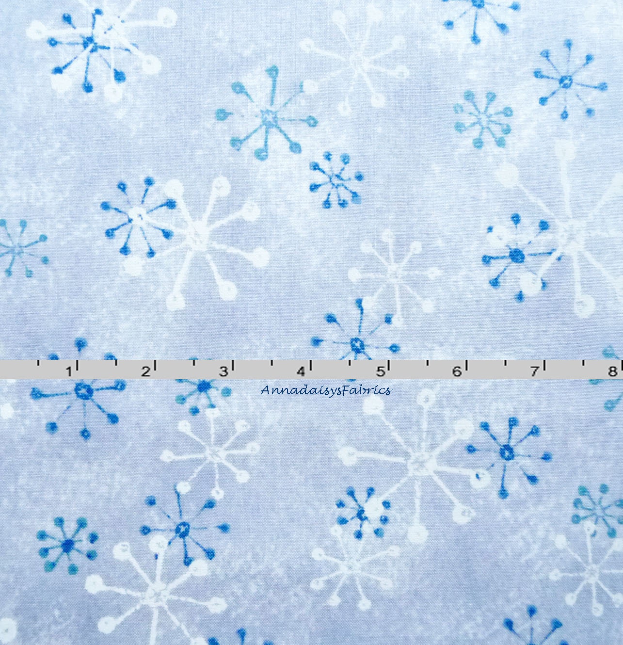 Blue Snowflake Fabric Maywood Studio 8744 Warm At Heart Gray