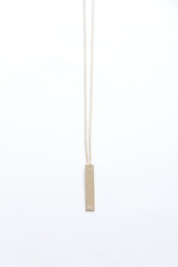 XO Gold Tag Long Necklace // 14k gold filled hand-stamped