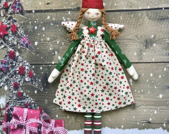 Christmas rag doll | Etsy
