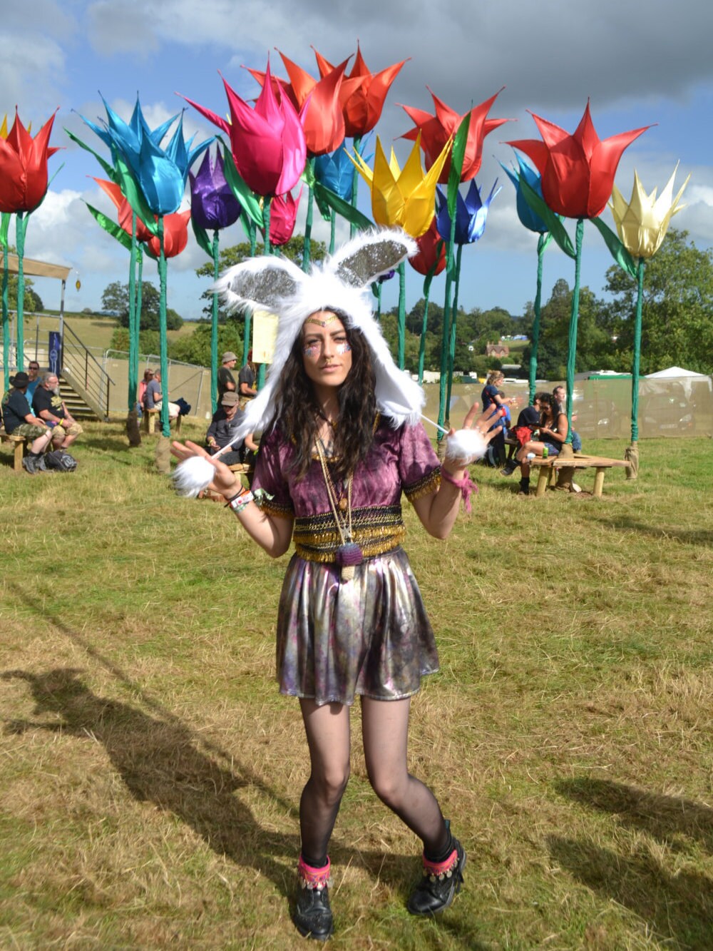 White Rabbit Costume Bunny Hood Faux Fur Ears by MadeInTheForest