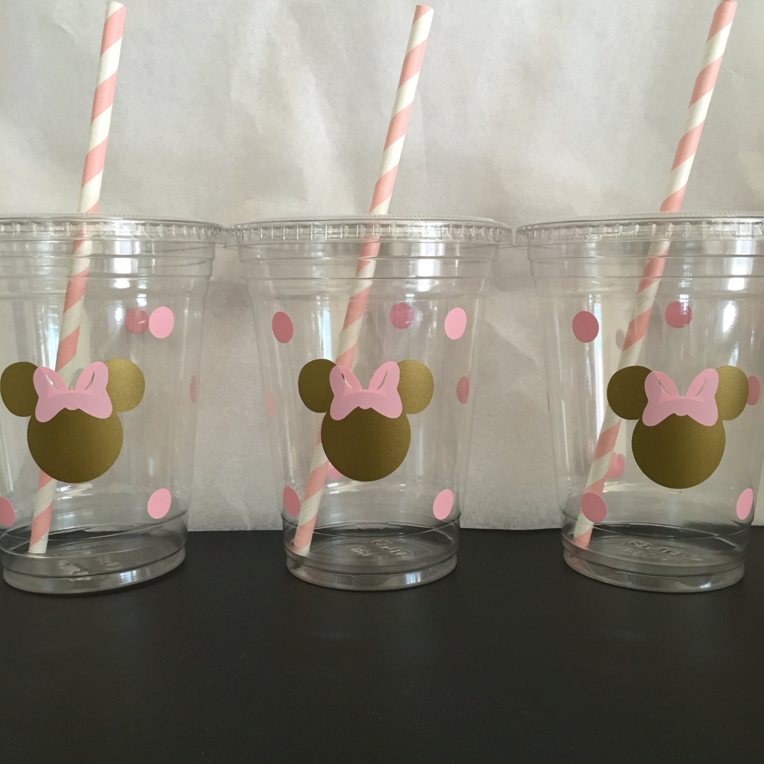 Minnie Mouse pink and gold party cups Gold and Pink Minnie