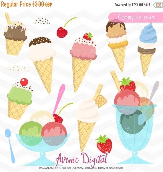 SALE Yummy Icecream Clipart Scrapbook printables by AvenieDigital