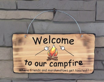 Items similar to Welcome to our Campfire Sign on Etsy