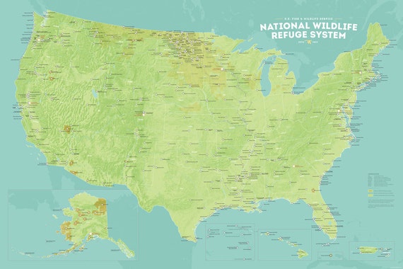 US National Wildlife Refuge System Map 24x36 by BestMapsEver