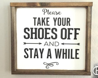 Take shoes off sign | Etsy