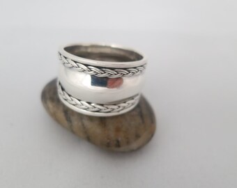 Silver rope ring | Etsy