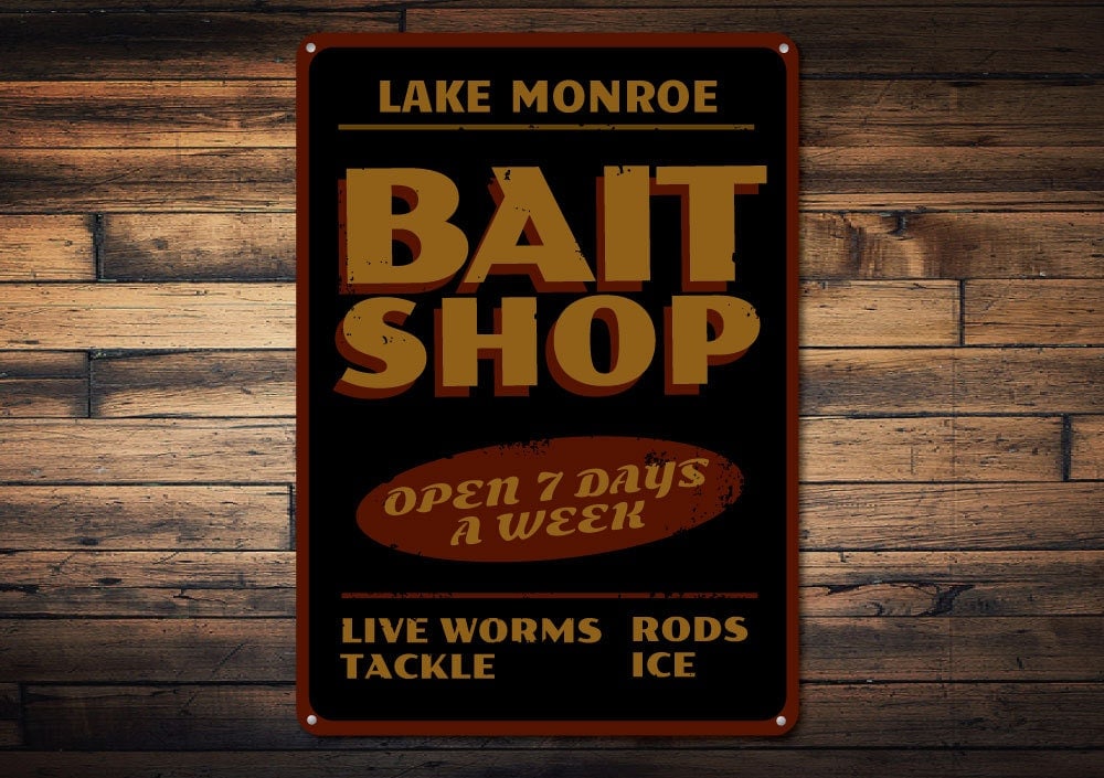 Bait Shop Sign Custom Bait Shop Open Lake Sign Metal Lake