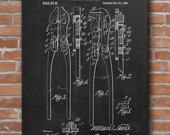 Blacksmith's Tongs Patent Poster Blacksmith Patent Print