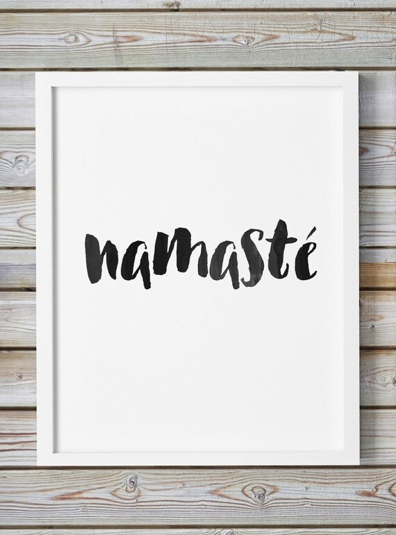 Items similar to Namaste Print Yoga Studio Decor Indie Calligraphy ...