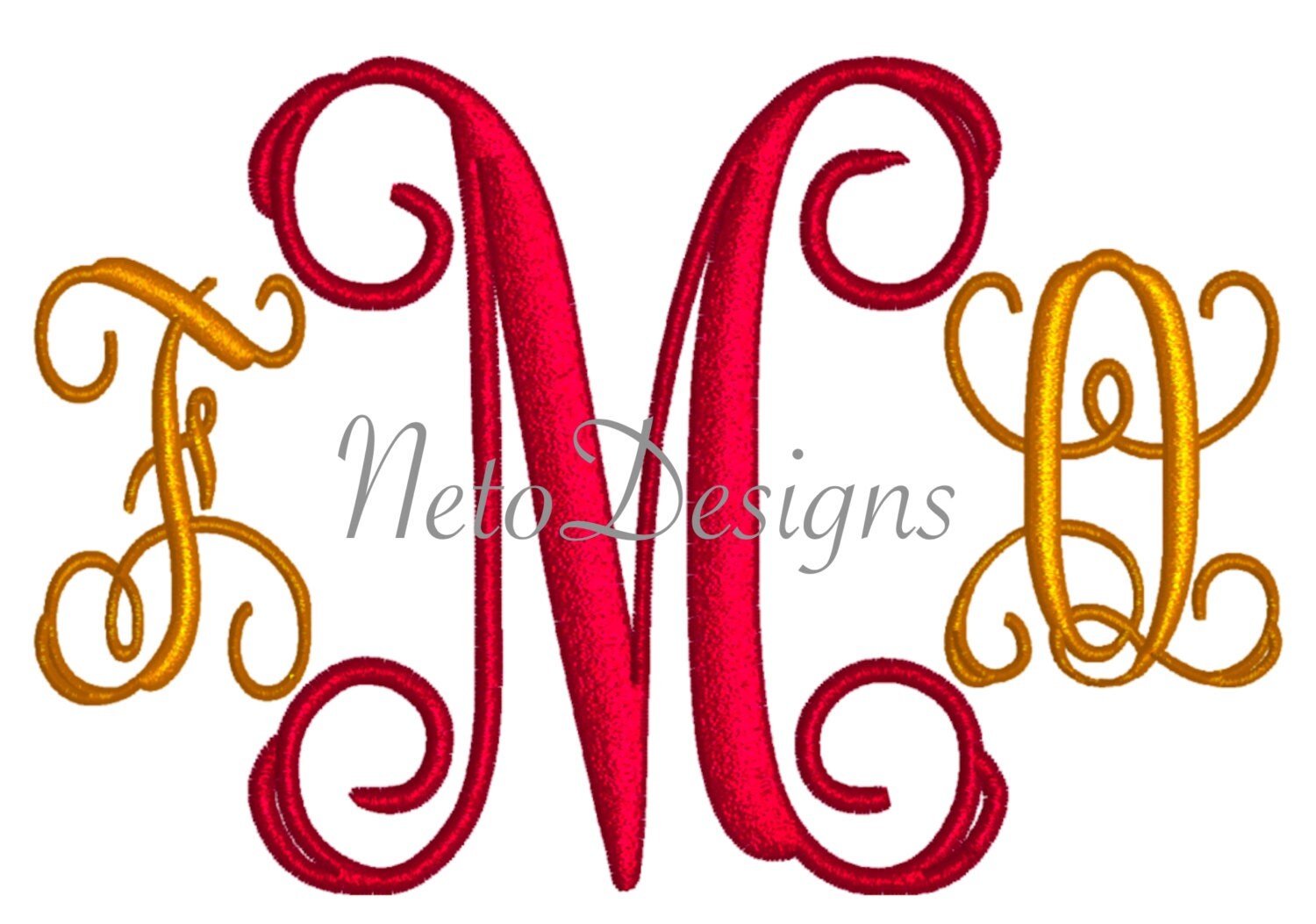 Interlocking Monogram Font Alphabet Lower & Upper Embroidery