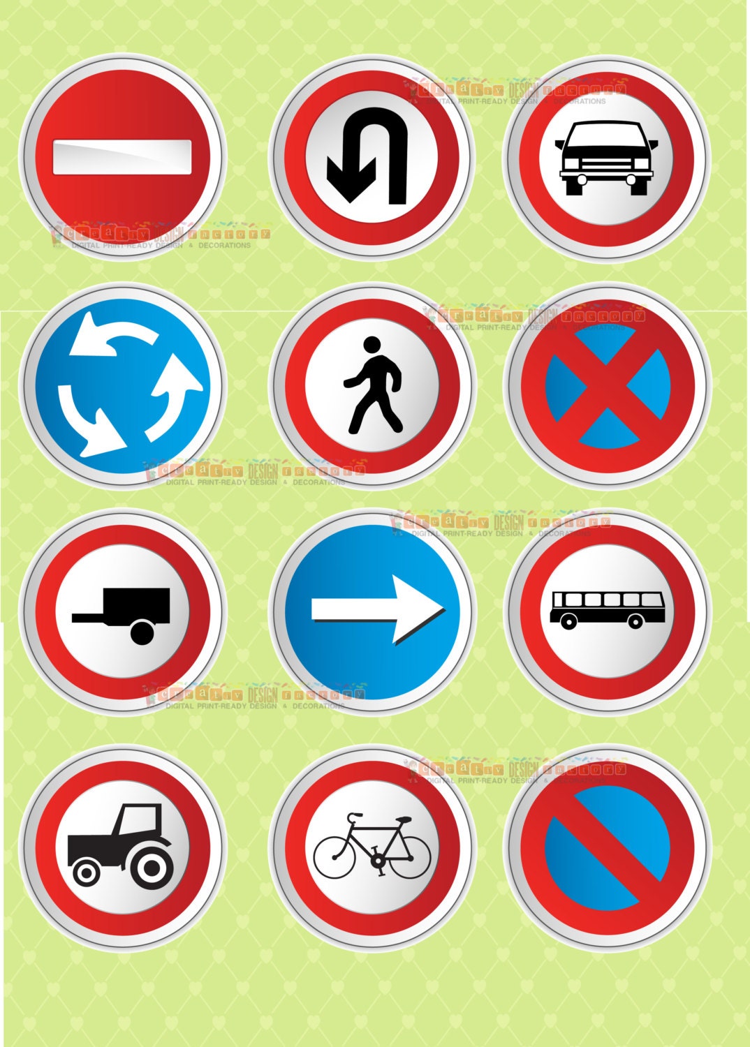 Stickers Traffic signs Print-ready and with cutting lines